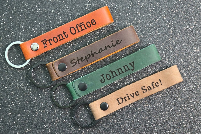 Personalized Leather Keychain. Custom Leather Keychain. Monogrammed ...