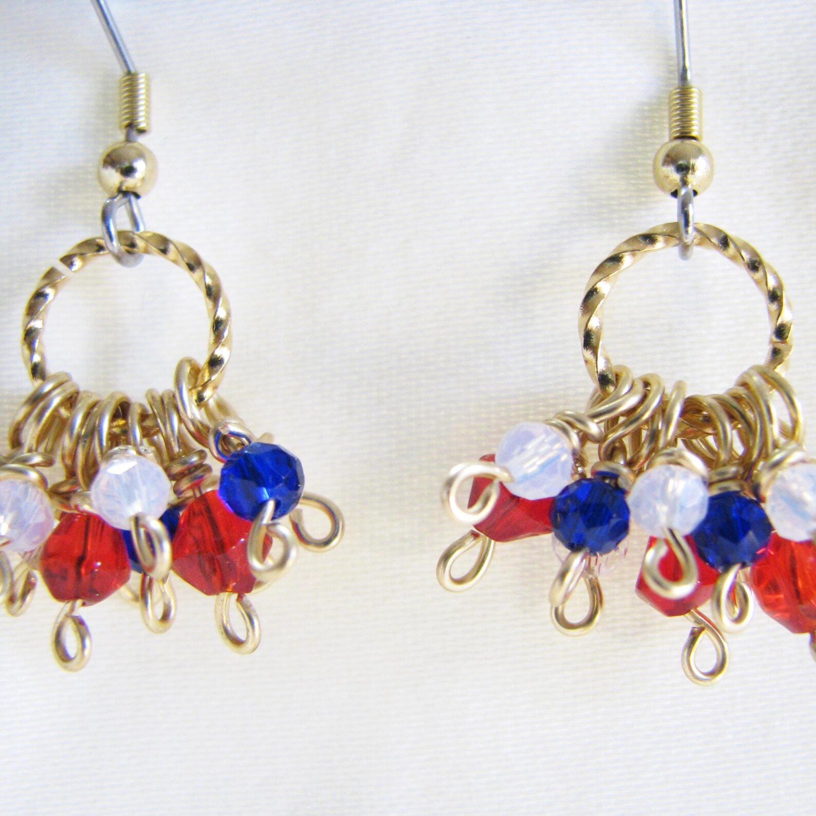 Red, White, and Blue Crystal Cluster Earrings - Etsy