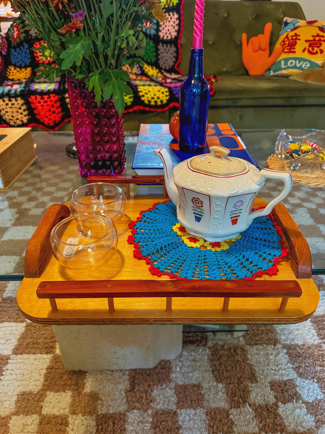 Retro 1970s/80s Handmade Wooden Tray - Etsy