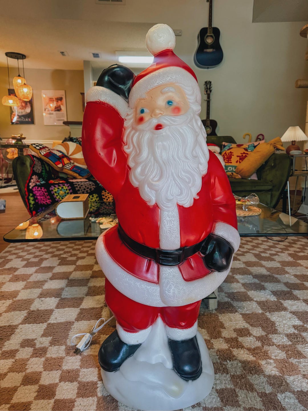 Vintage Christmas 1950s Waving Santa Blow Mold | Stands at 41” LIGHTS ...