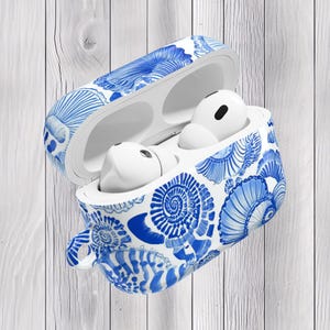 Blue Seashell AirPod Case, Cute Seashell Headphones Cover, Stylish ...