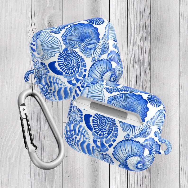 Blue Seashell AirPod Case, Cute Seashell Headphones Cover, Stylish ...
