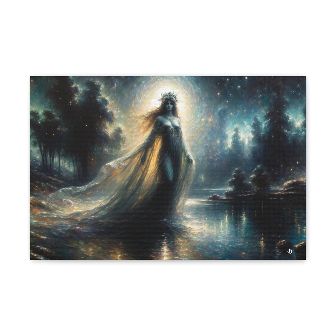 Nyx - Goddess of the Night, 18"x12" Canvas Gallery Wrap, Impressionism ...