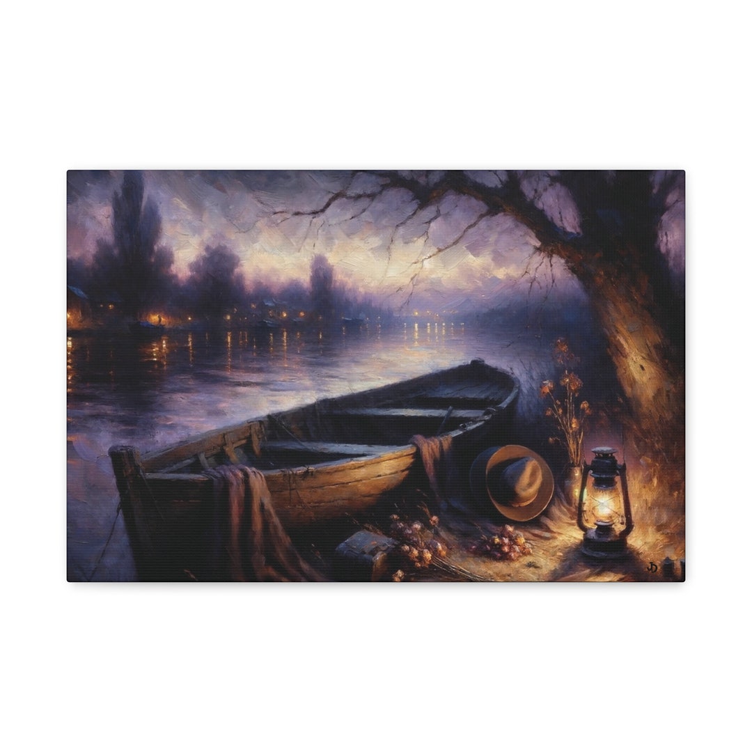 Riverbank Still Life, 18"x12" Canvas Gallery Wrap, Impressionism ...