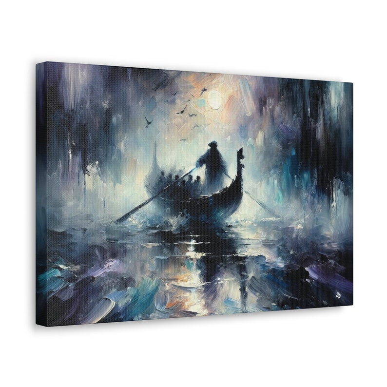 Charon Crossing the Styx, 18"x12" Canvas Gallery Wrap, Impressionism ...