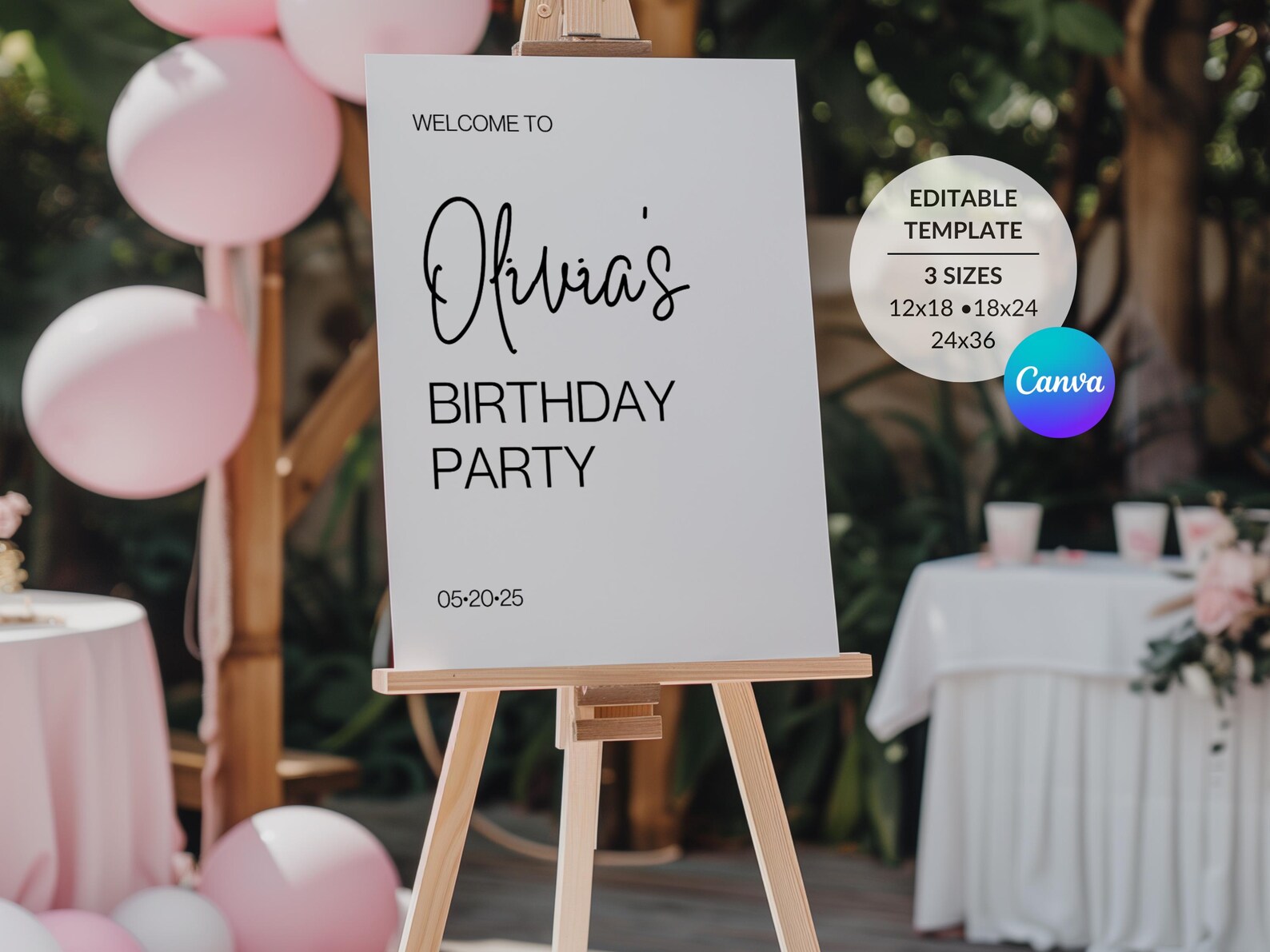 Simple Birthday Party Welcome Sign | Instant Download | Editable DIY ...