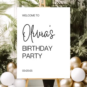 Simple Birthday Party Welcome Sign | Instant Download | Editable DIY ...