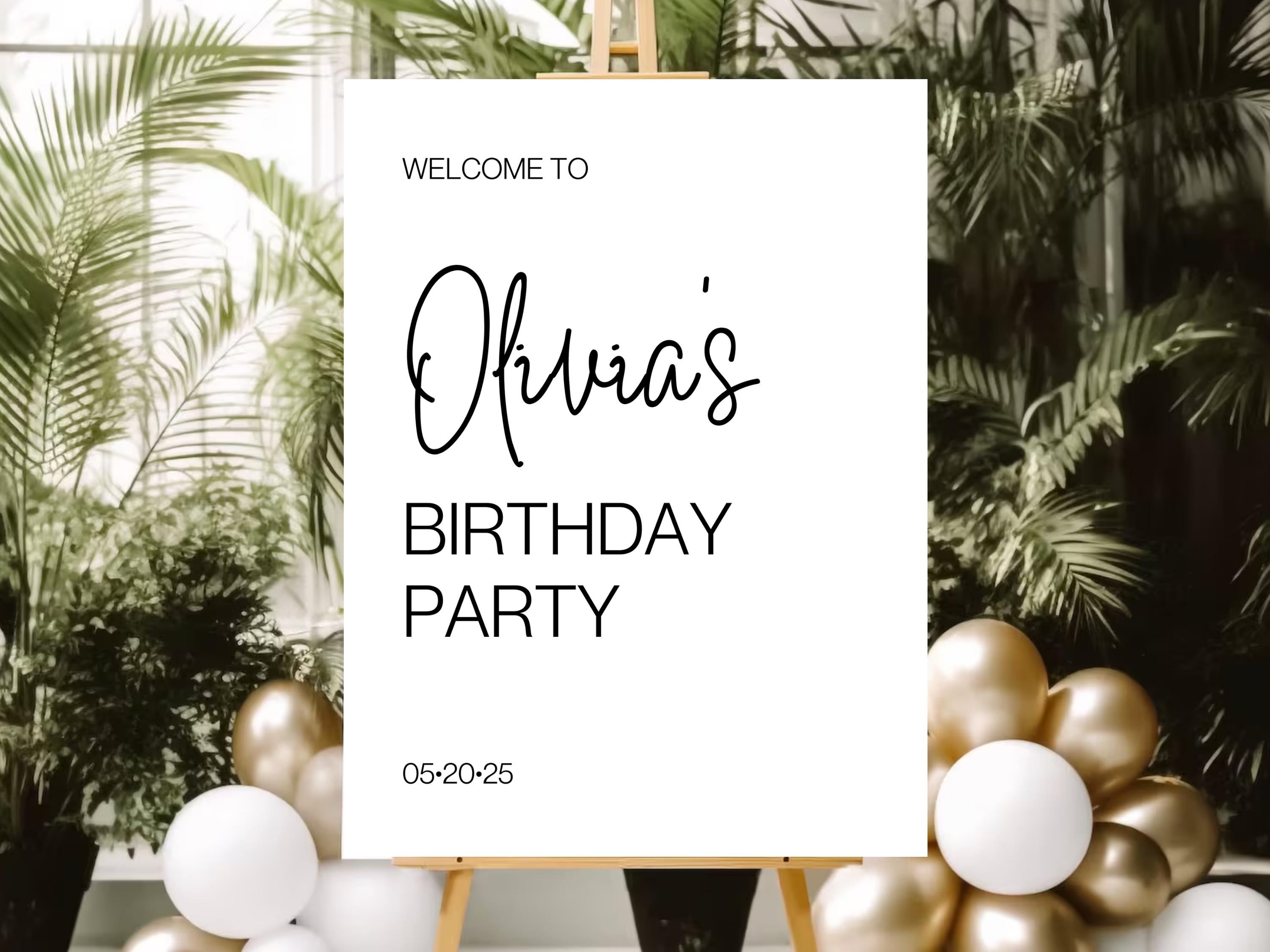 Simple Birthday Party Welcome Sign | Instant Download | Editable DIY ...