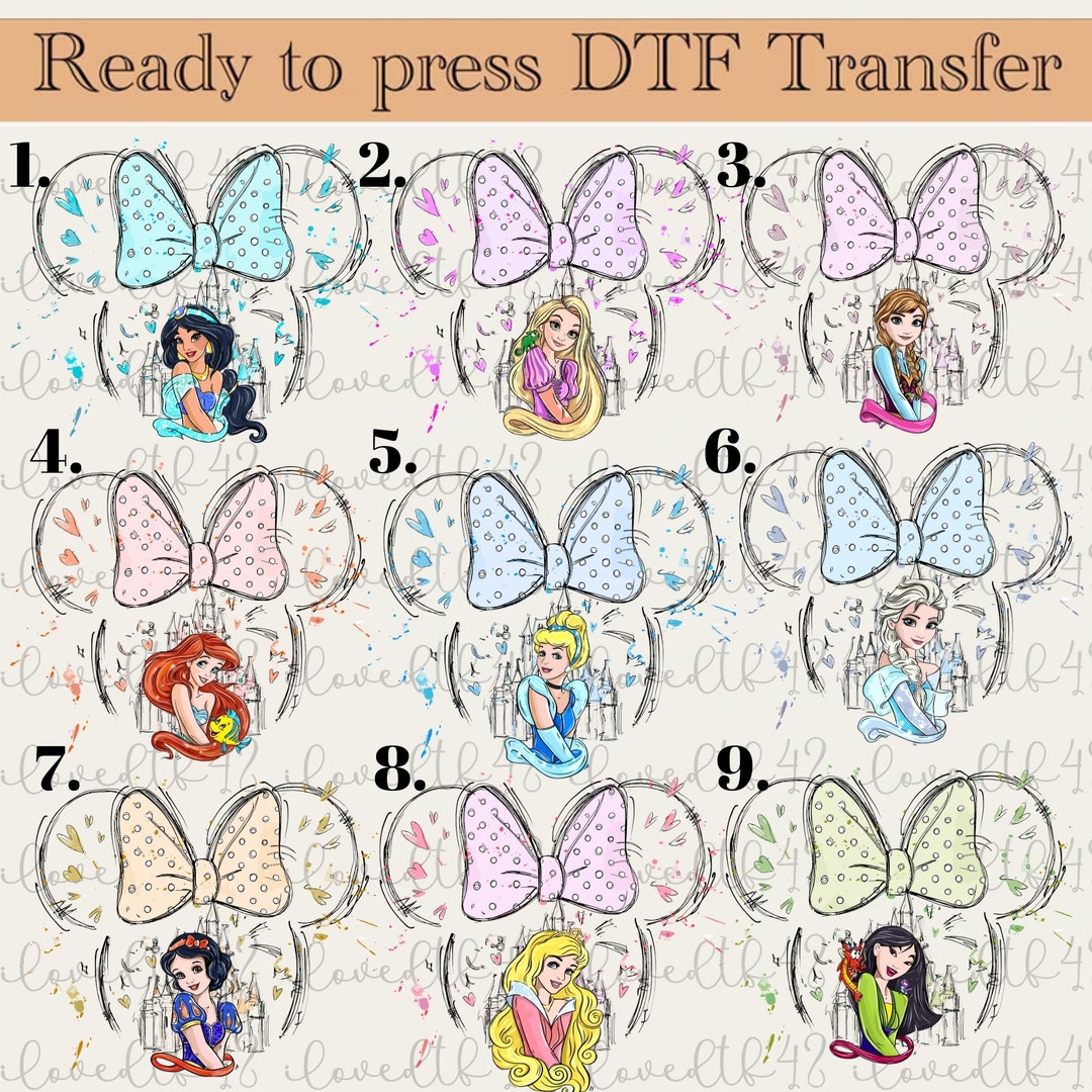 Disney Princess Ready to Press,disney Heat Transfer,rapunzel Dtf,moana ...