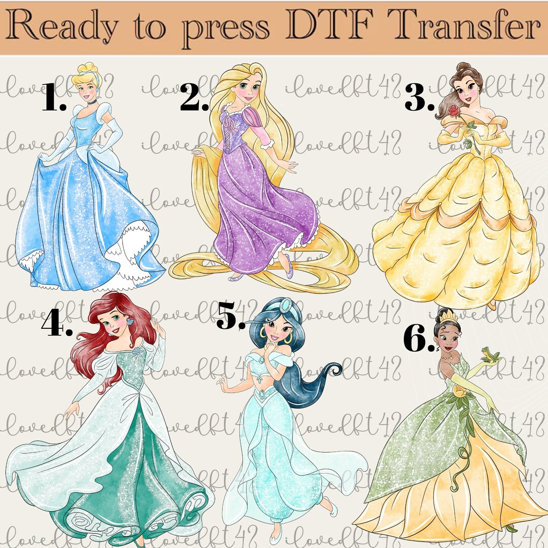 Disney Princess Ready to Press,disney Heat Transfer,rapunzel Dtf,moana ...