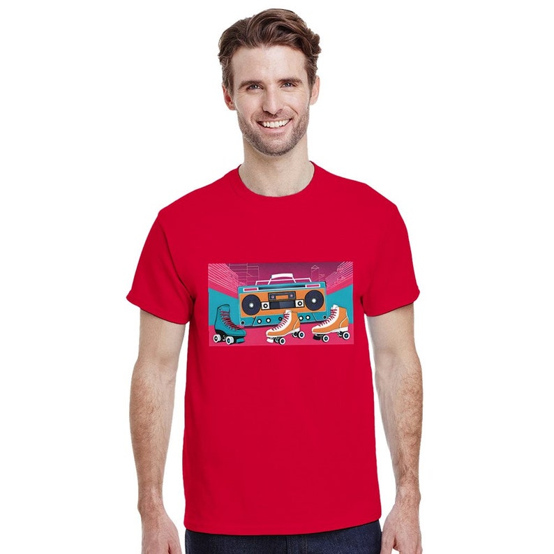 Vintage 80s Roller Skates & Boombox Heavyweight Unisex Crewneck T-shirt ...