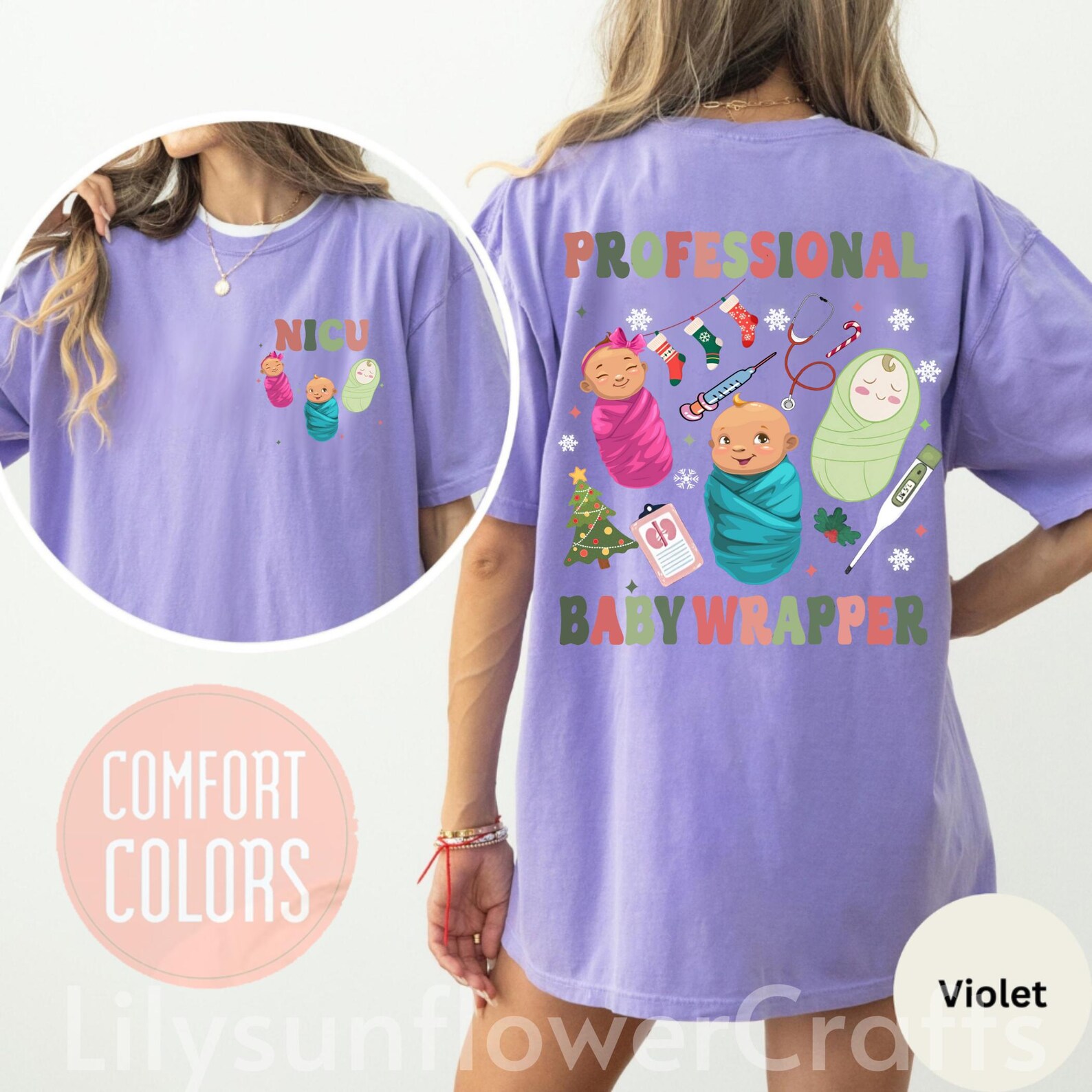 Professional Baby Wrapper Shirt, Neonatal ICU Crew Shirt, Nicu Nurse ...
