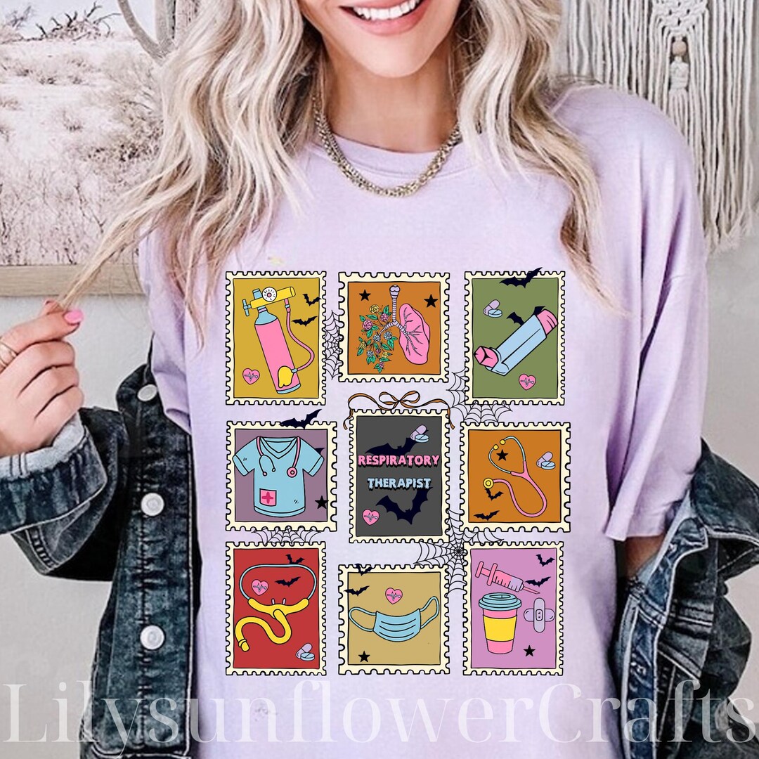 Respiratory Therapist Postage Stamp, RT Nurse Steam, Trach or Treat Tee ...