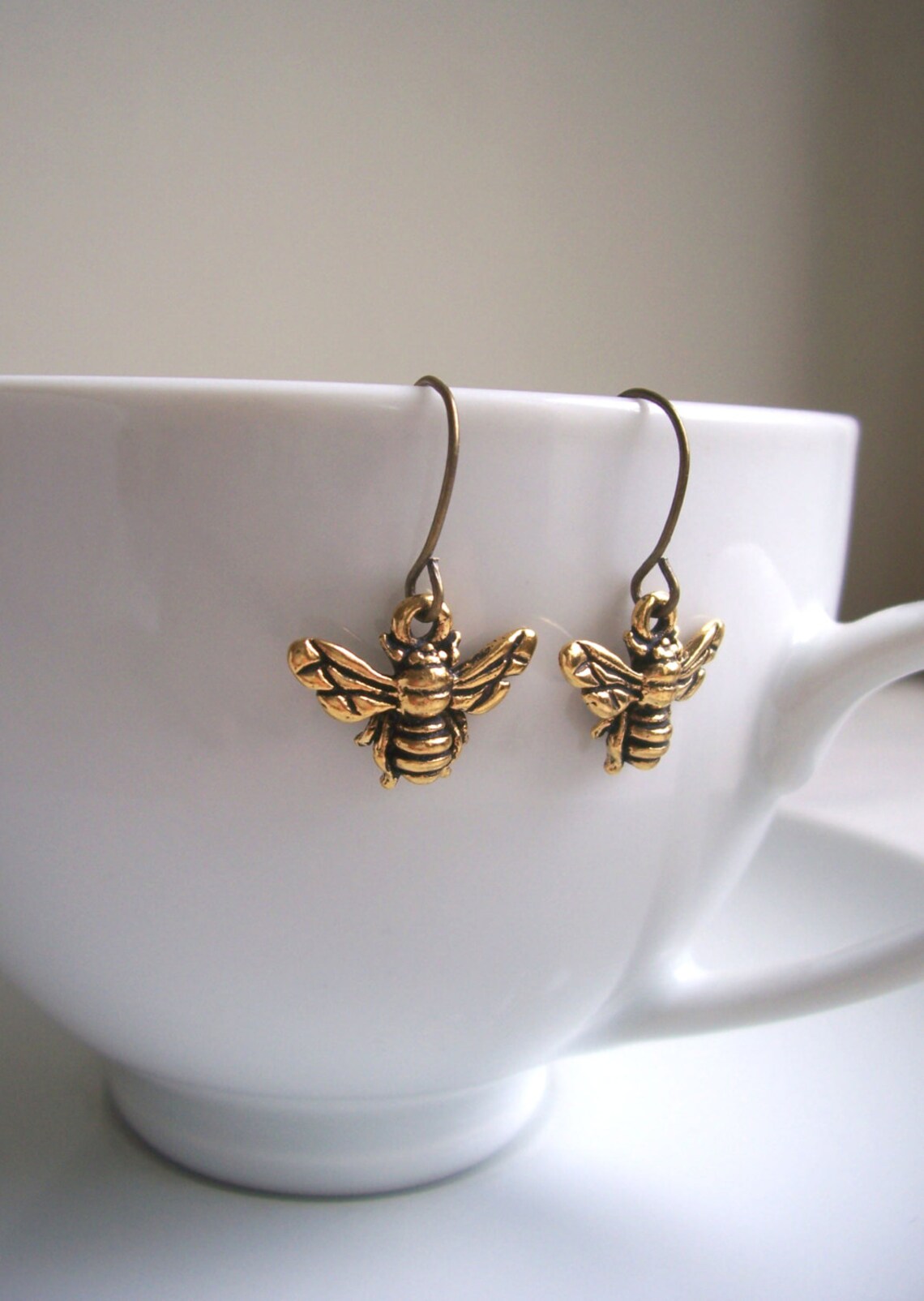 Petite Gold Bee Charm Earrings - Little Bees - Gift for Gardener ...
