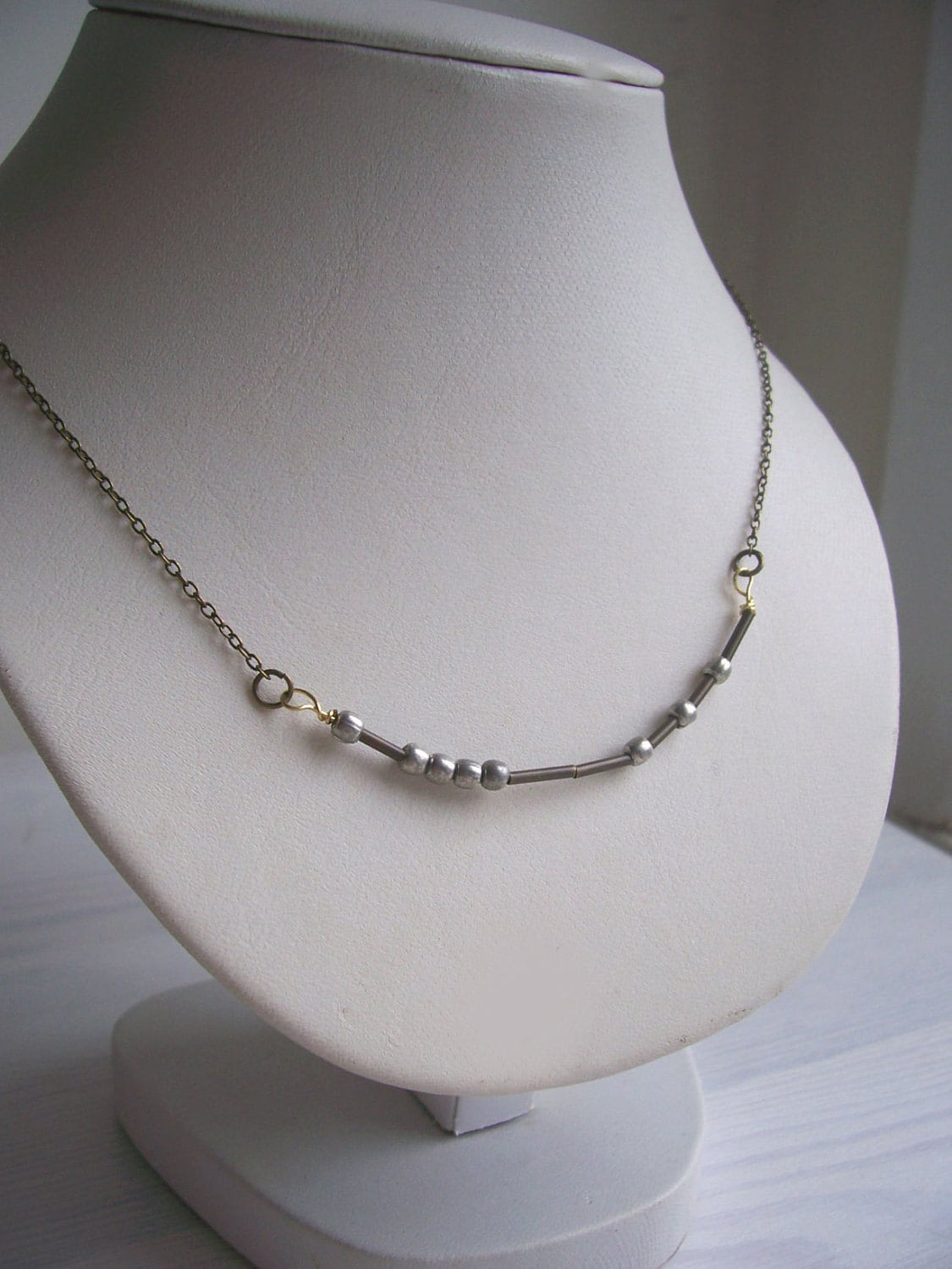 Luck Morse Code Necklace Mixed Metals Dots and Dashes - Etsy