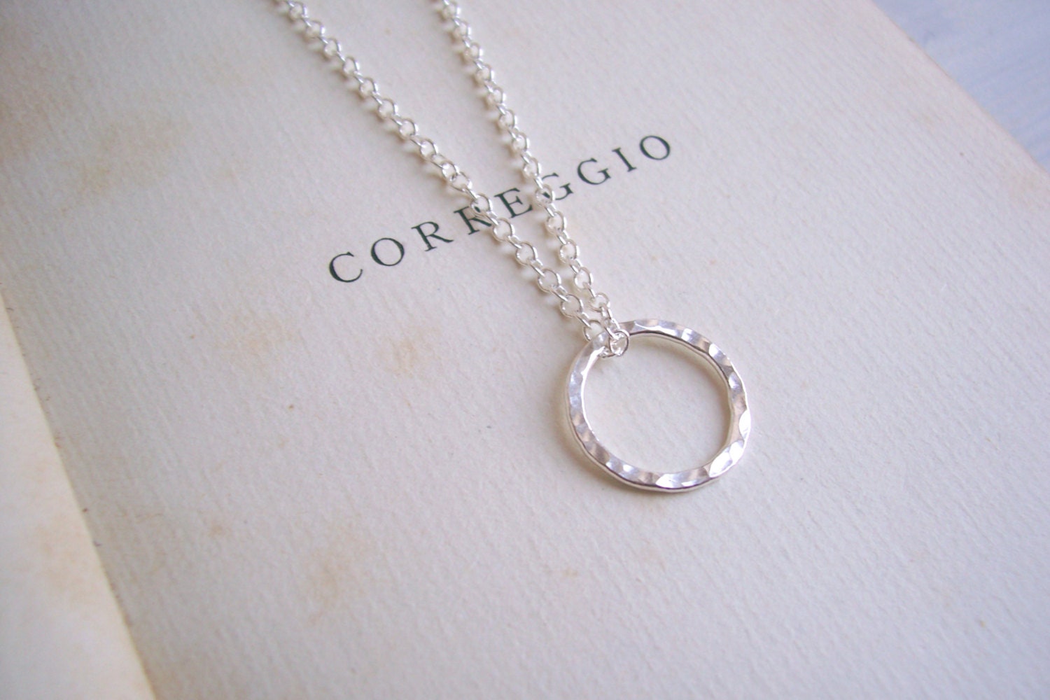 Simple Sterling Silver Circle on Fine Chain Minimalist - Etsy