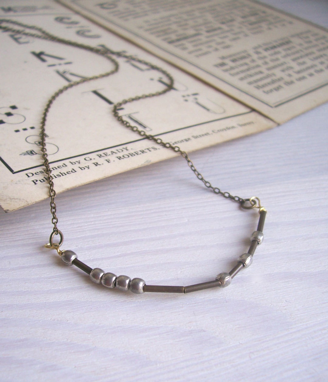 Luck Morse Code Necklace - Mixed Metals - Dots and Dashes ...