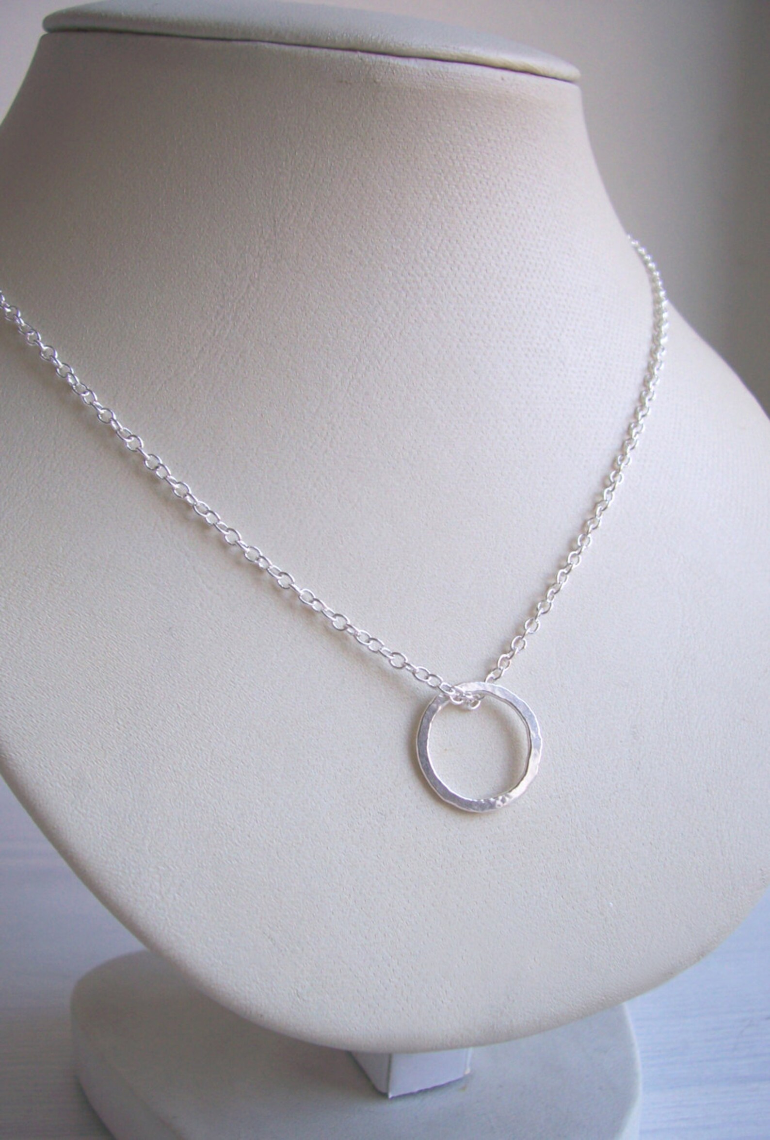 Simple Sterling Silver Circle on Fine Chain Minimalist - Etsy