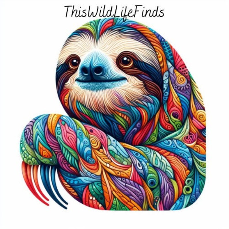 Abstract Sloth Printable Graphic INSTANT DOWNLOAD Poster Gift Wildlife ...