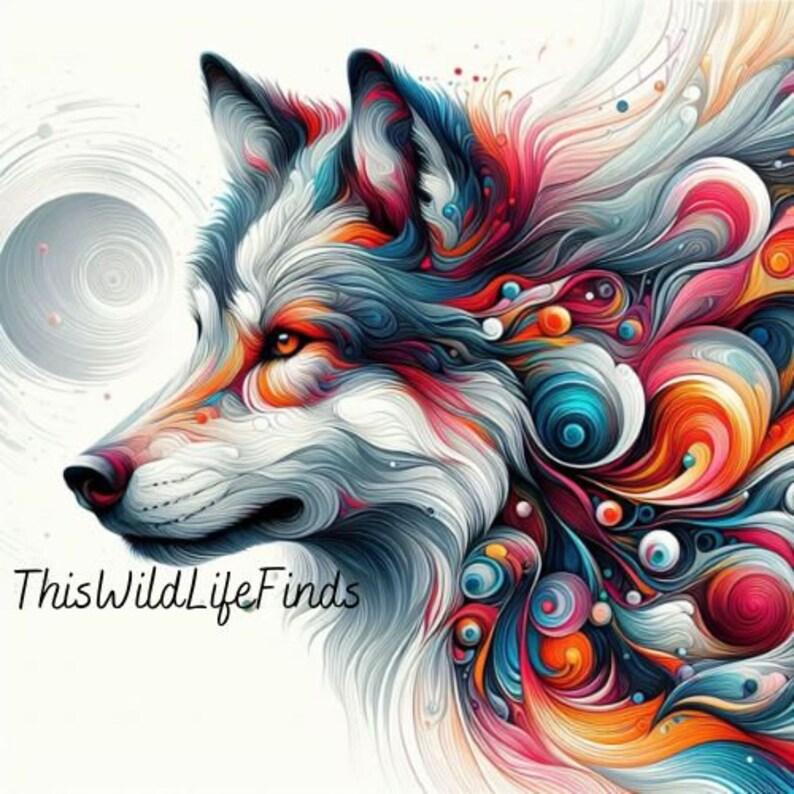 Abstract Wolf Printable Graphic INSTANT DOWNLOAD Poster Gift Wildlife ...