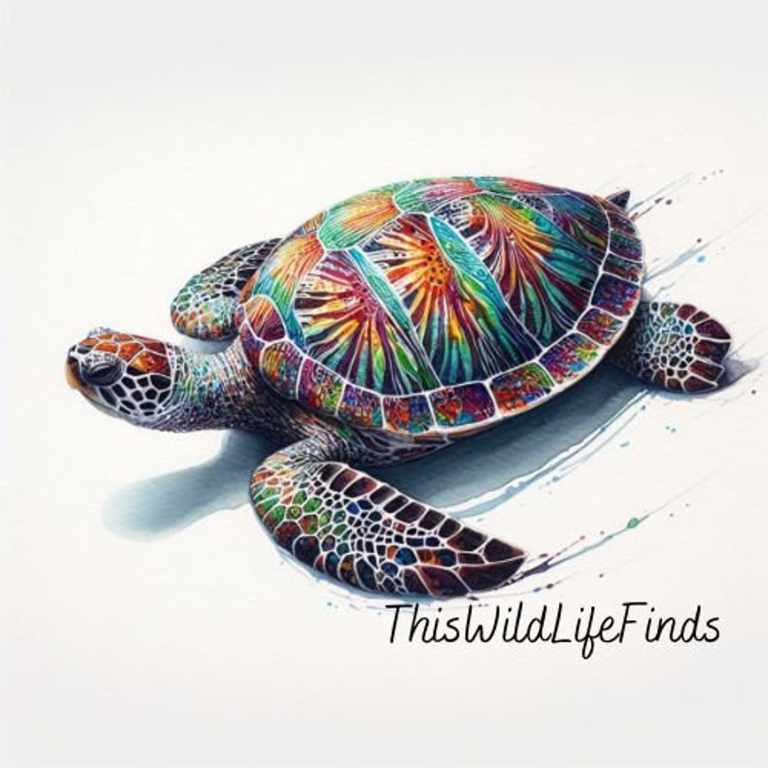 Colorful Turtle Printable Graphic INSTANT DOWNLOAD Poster Gift Wildlife ...