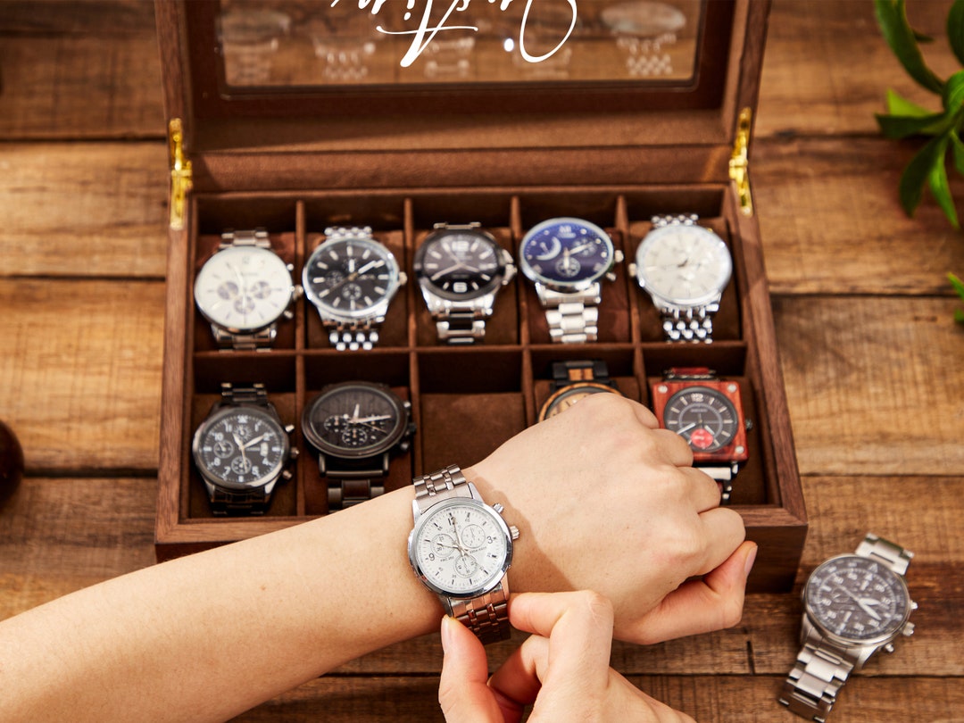 Personalized Watch Box, Custom Wood Watch Box, Watch Storage, Travel ...