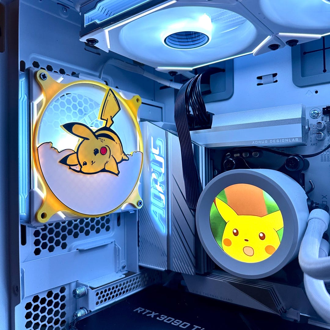 Pikachu Designs V3 Pokemon Evolution Gaming Computer PC Fan Shroud ...