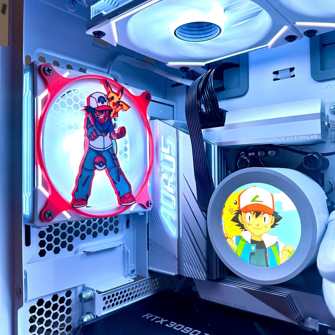 Ash & Pikachu Pokemon Gaming Computer PC Fan Shroud Grill Cover Custom ...