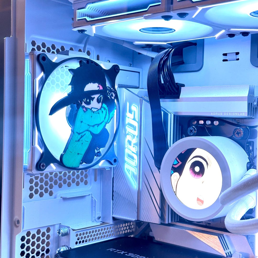 Tanjiro Chibi Demon Slayer Gaming Computer PC Fan Shroud Grill Cover ...