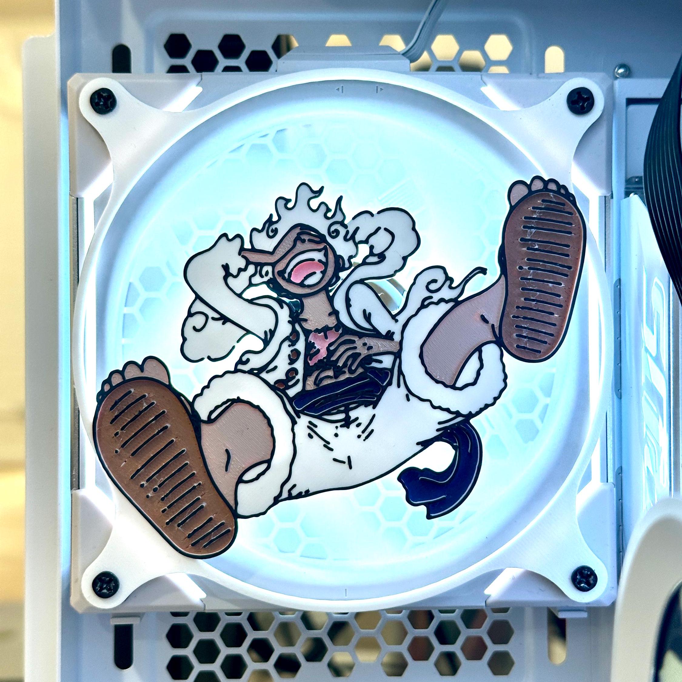 Luffy Sun God Nika Gear 5 One Piece Gaming Computer PC Fan Shroud Grill ...