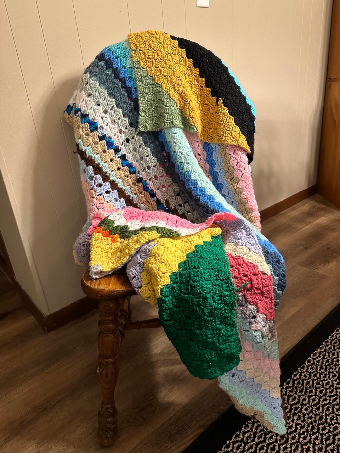 Multi-color C2C Crochet Blanket - Etsy