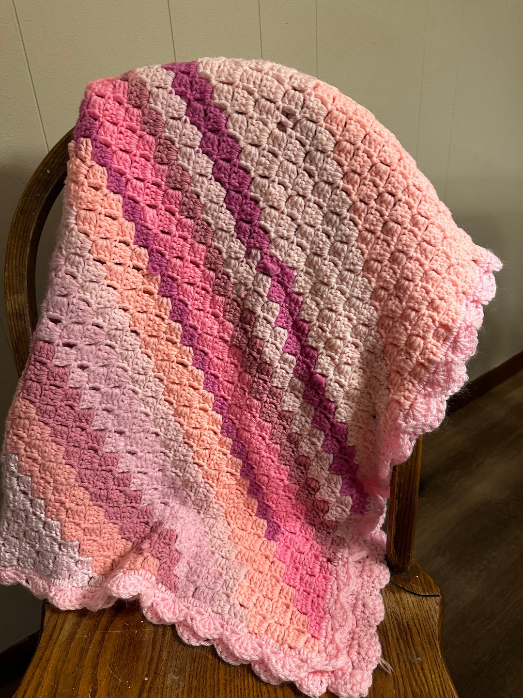 Pink C2C Crochet Baby Blanket - Etsy