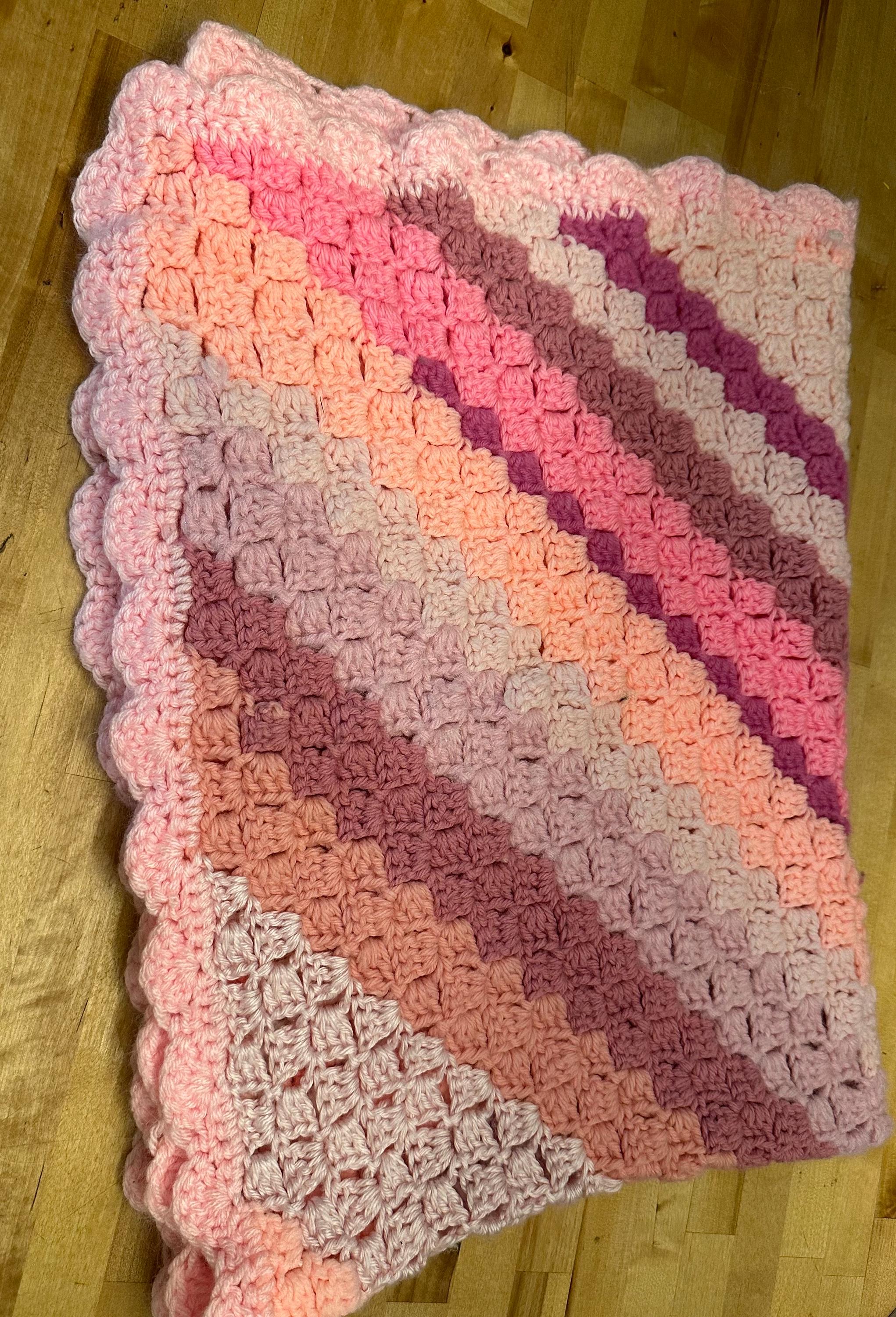 Pink C2C Crochet Baby Blanket - Etsy
