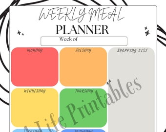 Printable Weekly Rainbow Menu Planner - Etsy