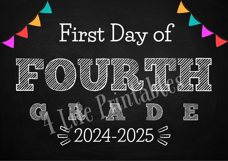 Printable First and Last Day of Fourth Grade Chalkboard Sign, First and ...