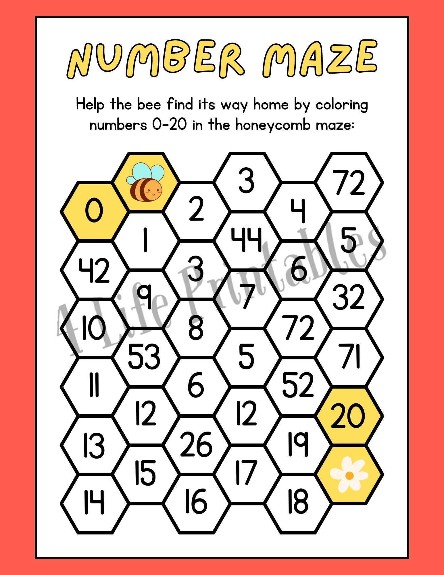 Printable Honeycomb Alphabet and Numbers Mazes, Upper Case and Lower ...