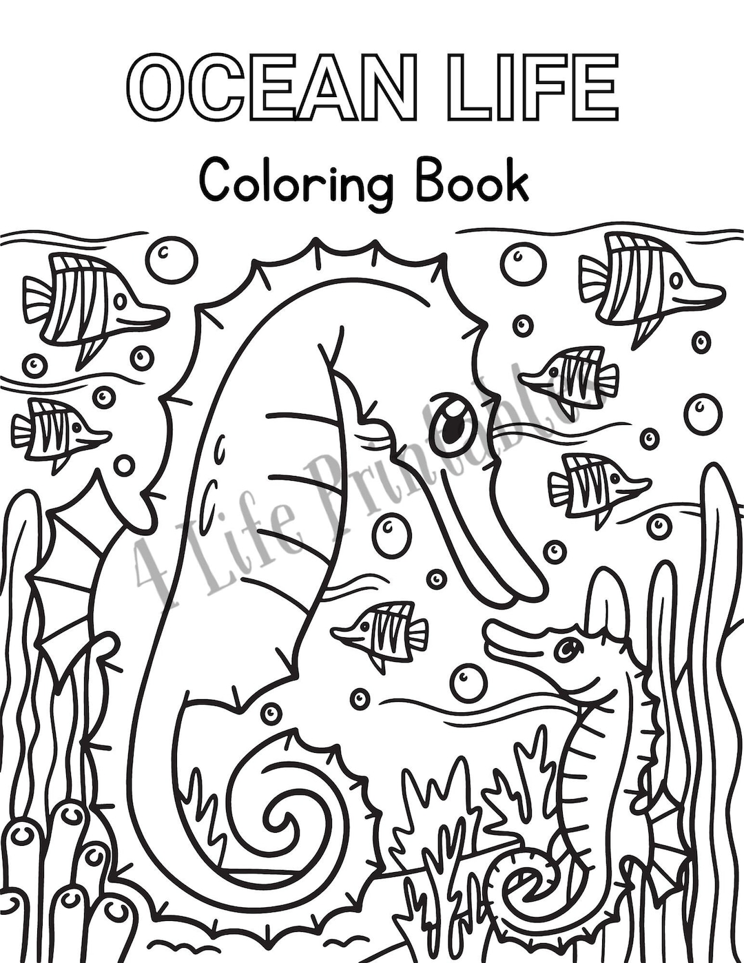 Printable Ocean Life Coloring Book, 22 Pages, Ocean Animals Coloring ...