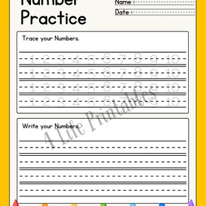 Printable Upper Case, Lower Case and Numbers 1-10 Writing Practice ...