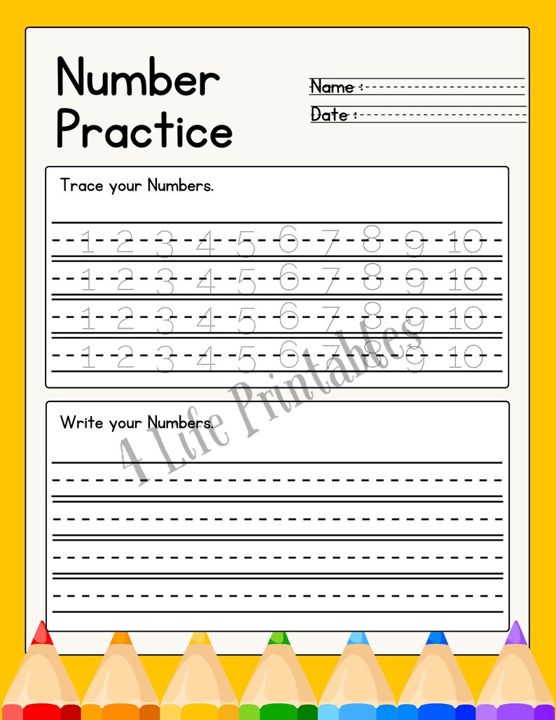 Printable Upper Case, Lower Case and Numbers 1-10 Writing Practice ...
