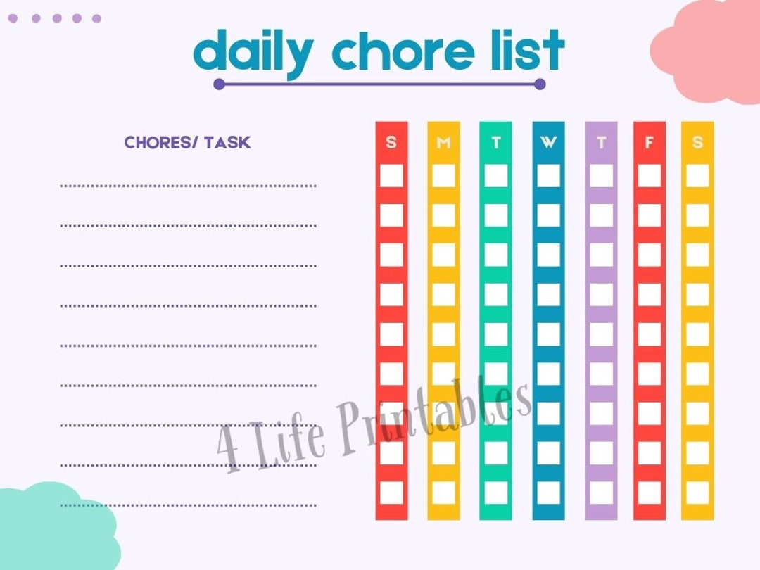 Printable Rainbow Clouds Chore Chart, Rainbow Clouds Kids to Do List ... Printable Rainbow Clouds Chore Chart, Rainbow Clouds Kids to Do List ...