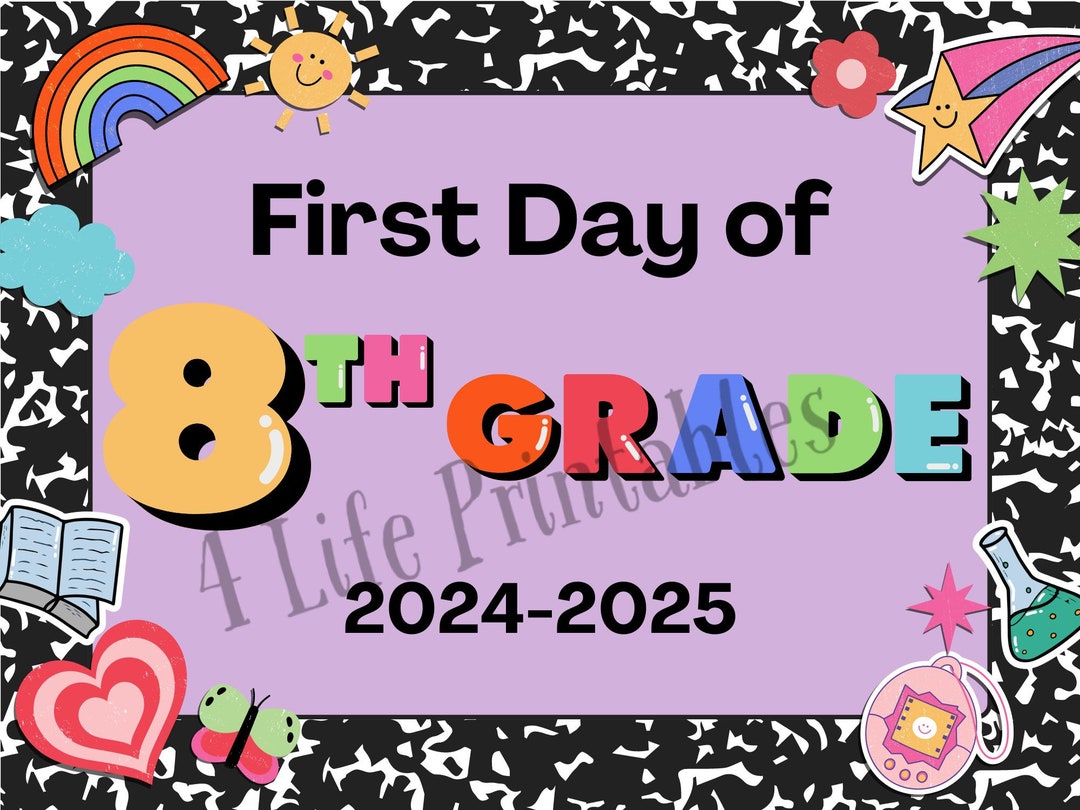Printable Retro First and Last Day of 8th Grade Sign, First and Last ...