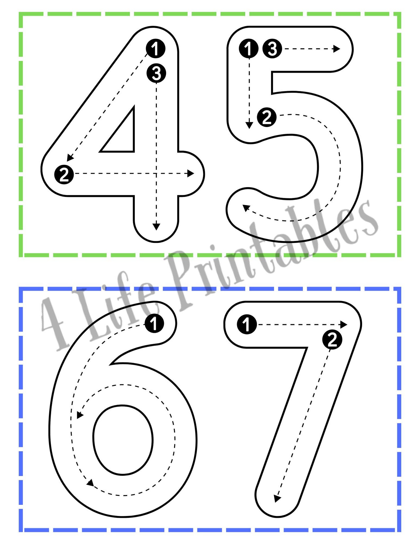 Printable Numbers Tracing Cards, 4 Pages, Number Writing Practice ...