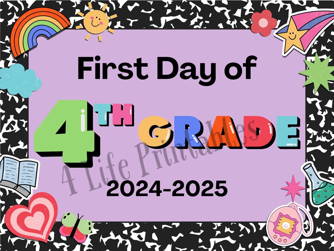 Printable Retro First and Last Day of 4th Grade Sign, First and Last ...