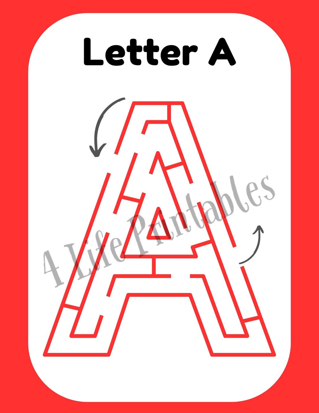 Printable Kids Alphabet Mazes, Kids Letters Maze, Alphabet Practice ...
