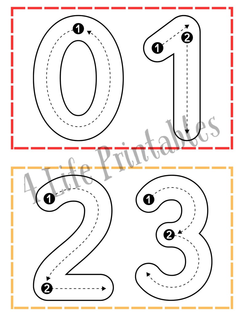 Printable Numbers Tracing Cards, 4 Pages, Number Writing Practice ...