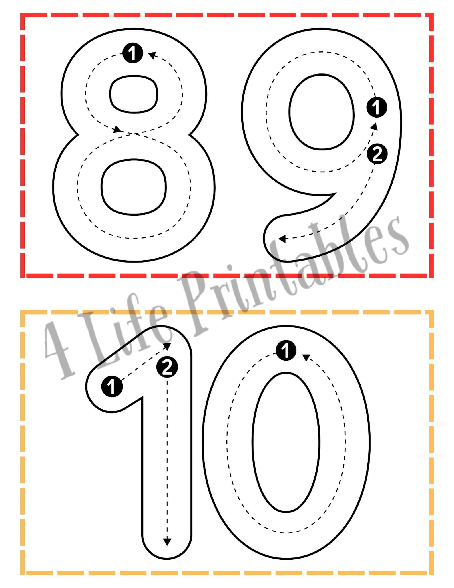 Printable Numbers Tracing Cards, 4 Pages, Number Writing Practice ...