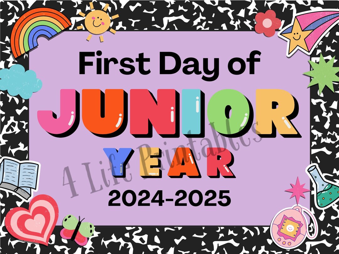 Printable Retro First and Last Day of Junior Year Sign, First and Last ...