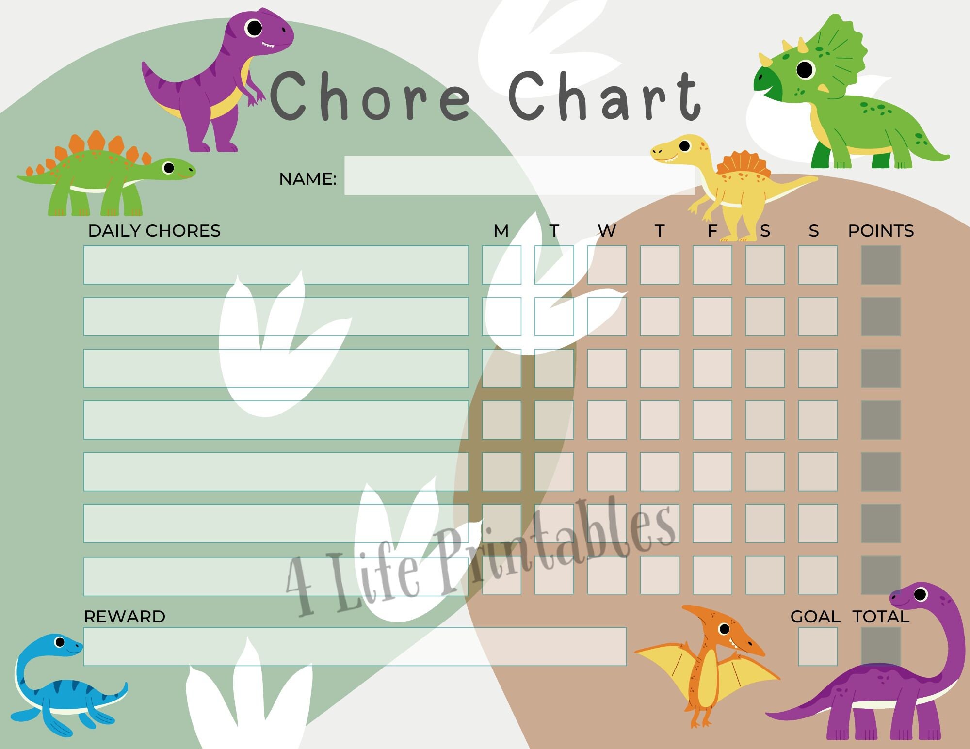 Printable Dinosaur Chore Chart, Kid Chore Chart, Themed Chore Chart ...