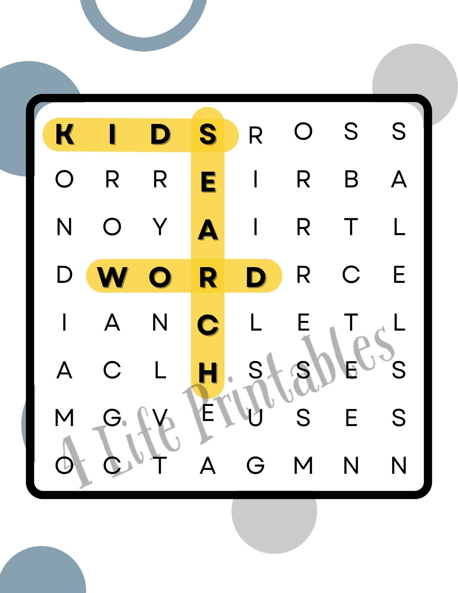 Printable Kids Word Search, Educational Kids Word Search, Spelling ...