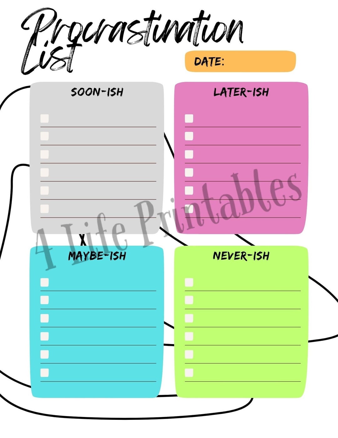 Printable Procrastination List, Procrastination List Tracker, Purple ...